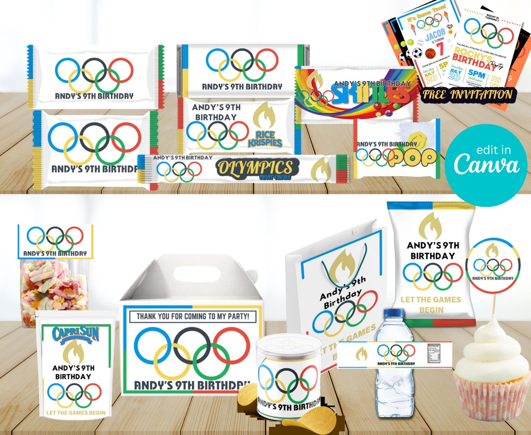 Olympics Party Labels Invitation, Party Pack , Favor Bag,chip Bag ...