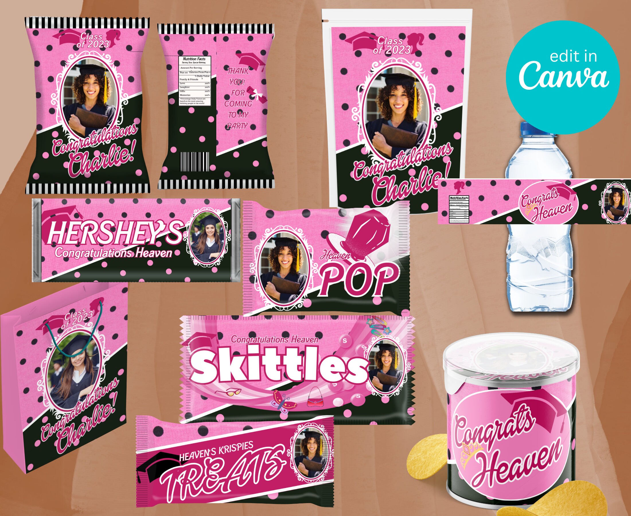 Editable Graduation Party Favors With Photo Canva Template Bundle - Etsy