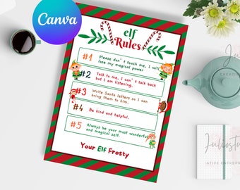 Editable Elf Rules to Follow Elf Arrival Rule Canva Template - Etsy