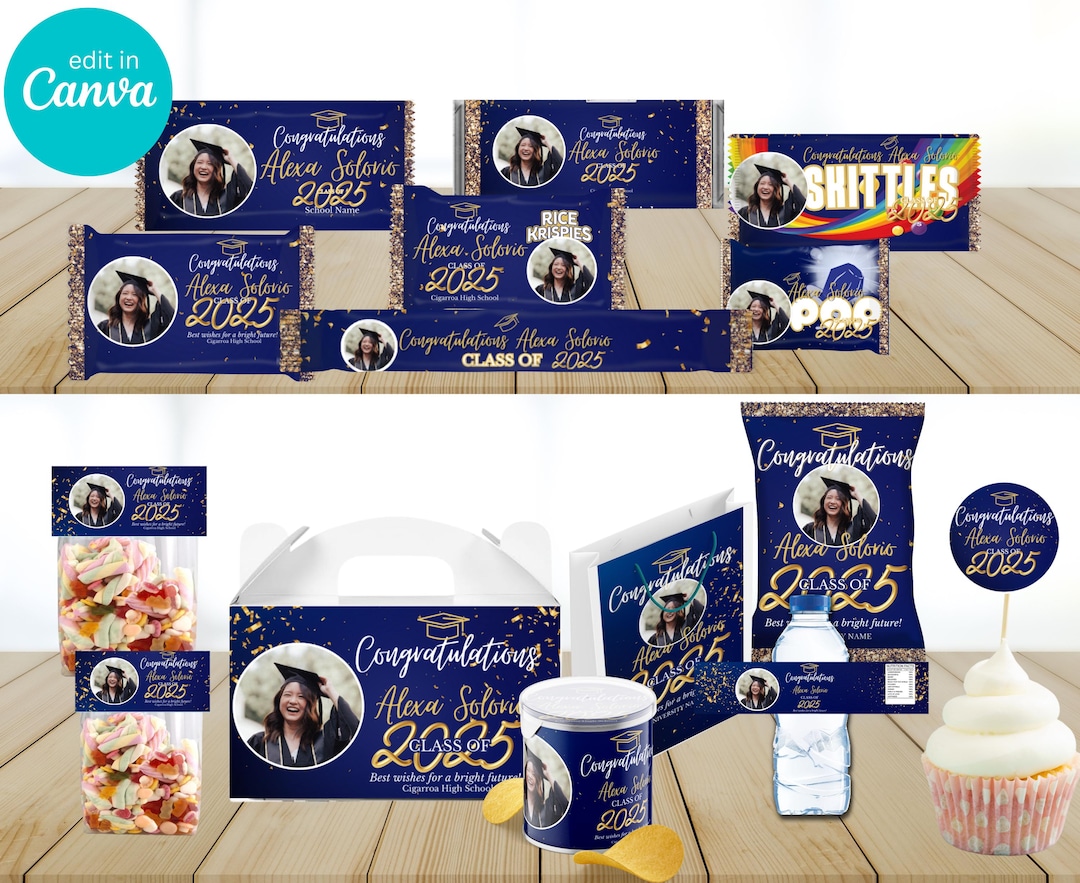 Editable Graduation Party Favor Bundle Canva Template Bundle,class of ...