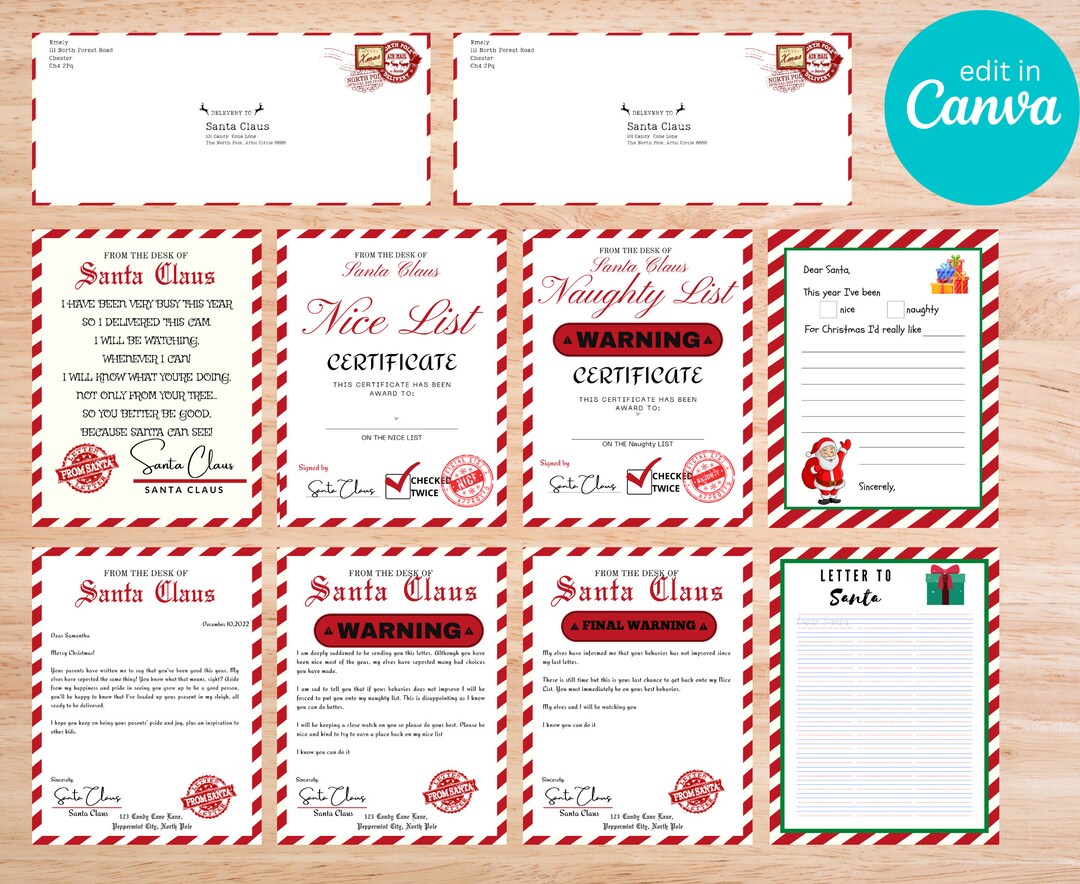 Editable Santa Letter Edit With Canva Instan Download - Etsy