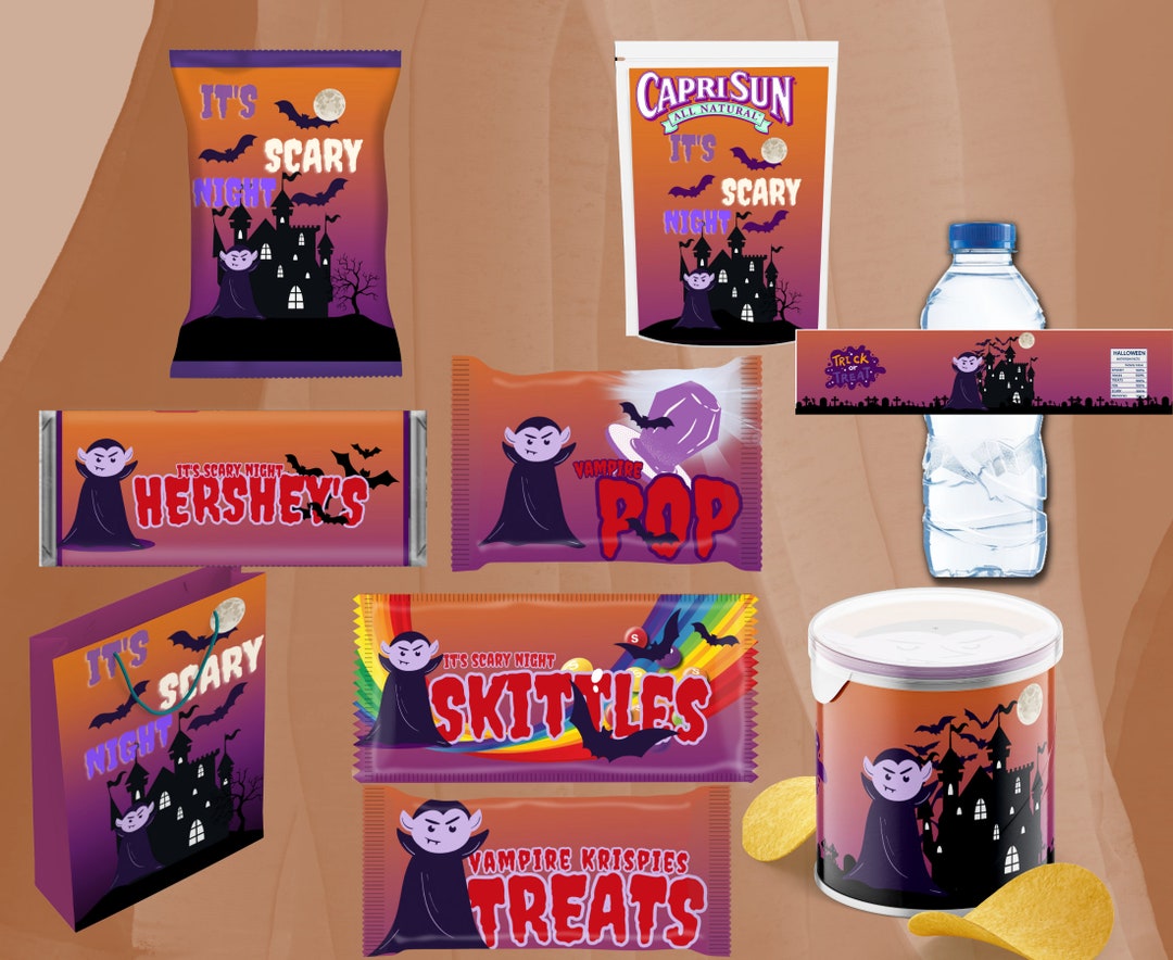9 Vampire Party Bundle Gift Bags, Chip Bags, Capri Sun, Rice Krispie ...