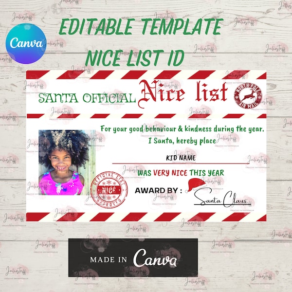 Santa Id Card - Etsy