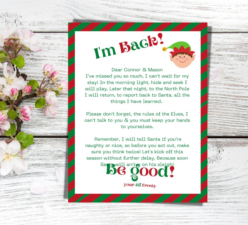 EDITABLE Elf Arrival Letter Elf Return Im Back, Were Back, Goodbye From ...