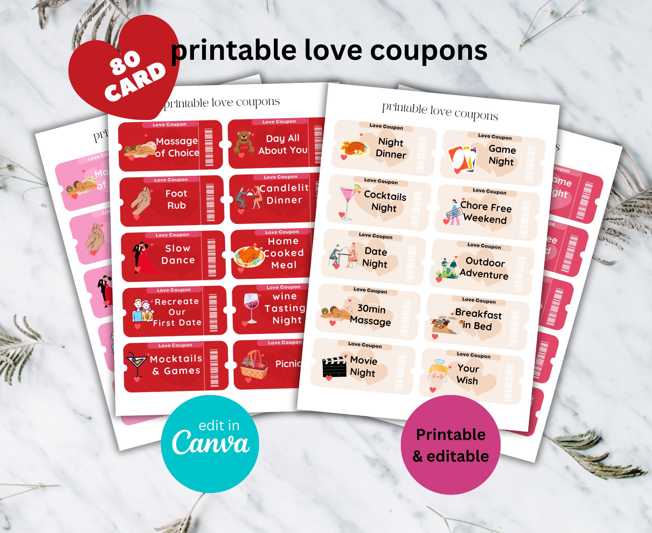 Printable Love Coupon Book | Valentine's Day, Anniversary Gift (canva ...
