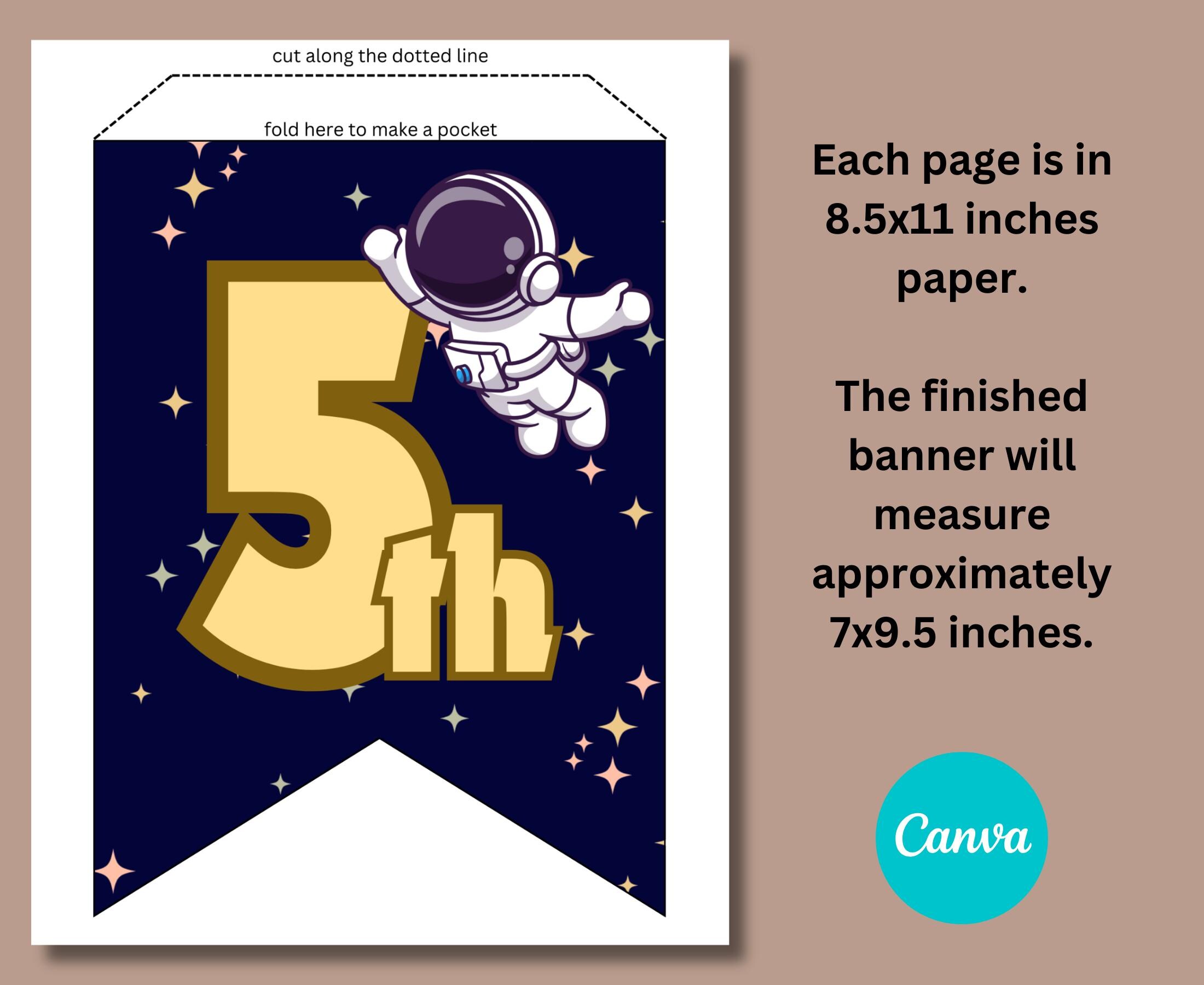 Astronaut Birthday Banner Flags: Outer Space Party Decor (canva ...