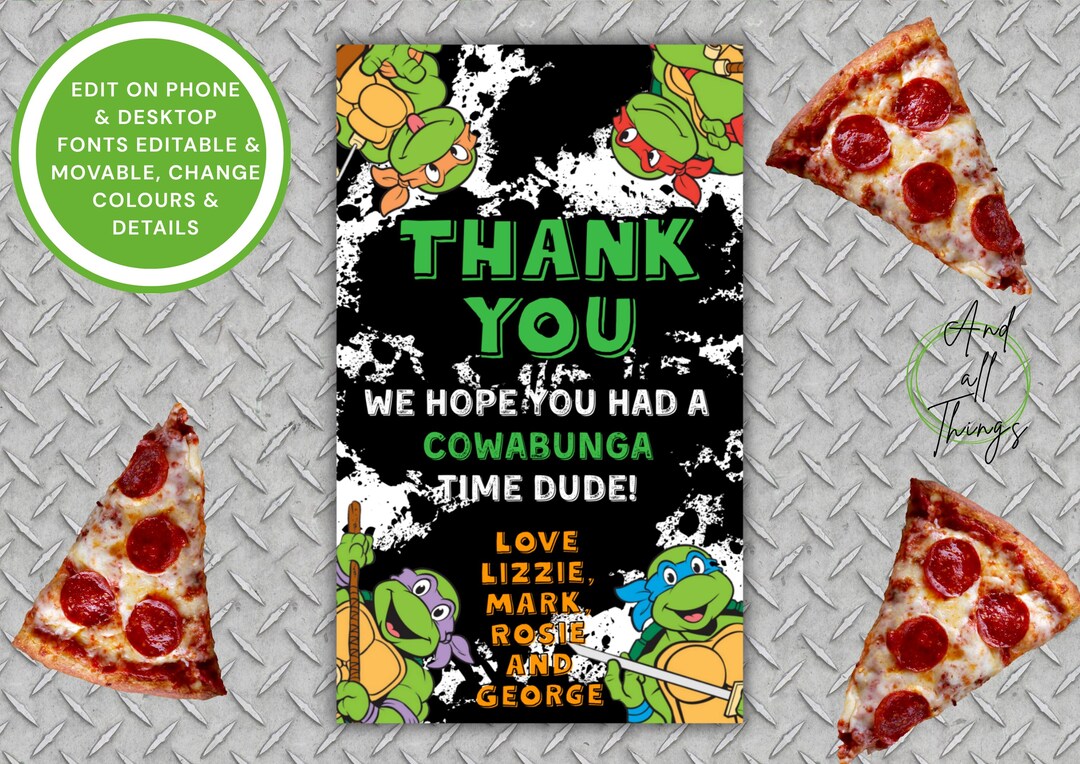 Ninja Turtles Birthday Thank You Card - Etsy Canada