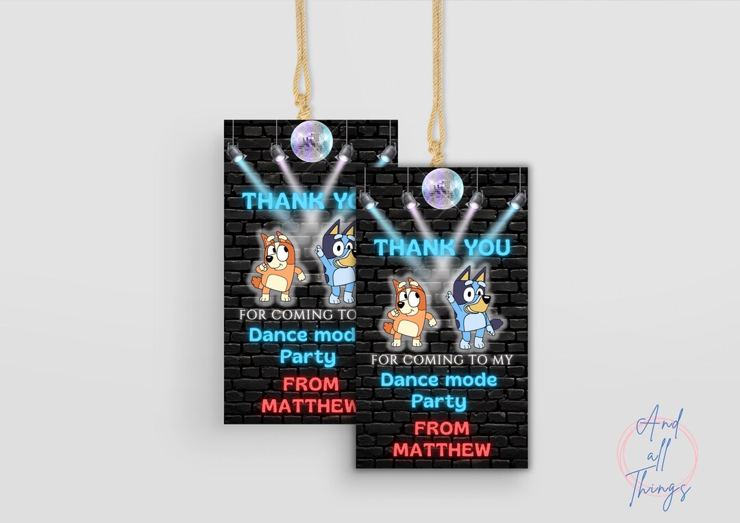 Bluey Disco Dance Birthday Party Thank You Tags - Etsy