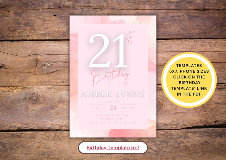21st Birthday Invitation Template | DIY Instant Download | Printable ...