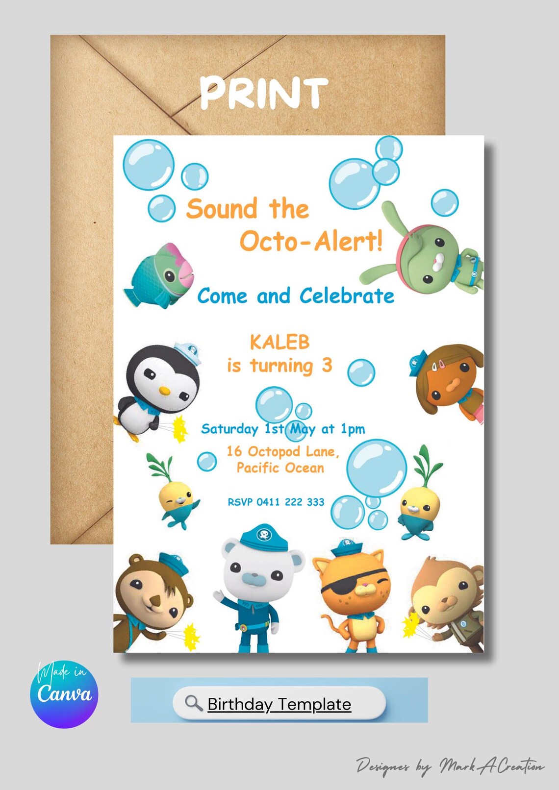Octonauts Birthday Invite: Underwater Adventure Party Printable DIY ...