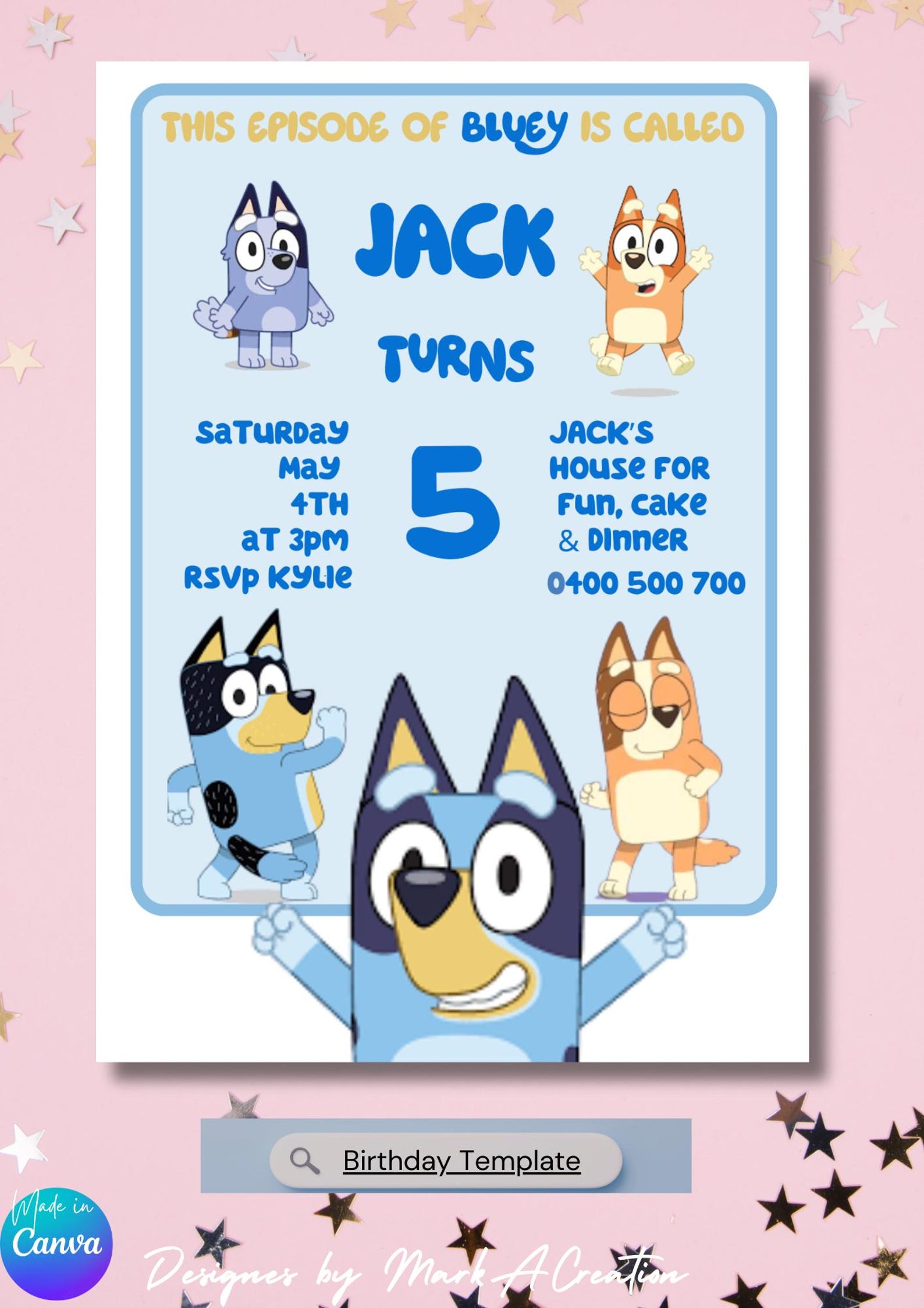 Bluey Birthday Editable Invitation | Customizable Template | Two ...
