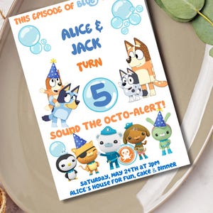 Bluey and Octonauts Birthday Invitations - Combined Editable Digital ...