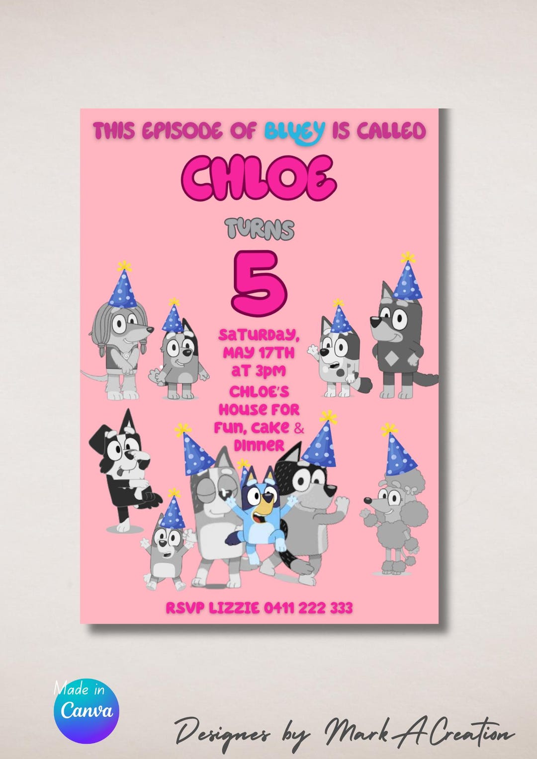 Personalized Bluey Birthday Bash Invitation: Editable 5x7 & 4x6 DIY ...