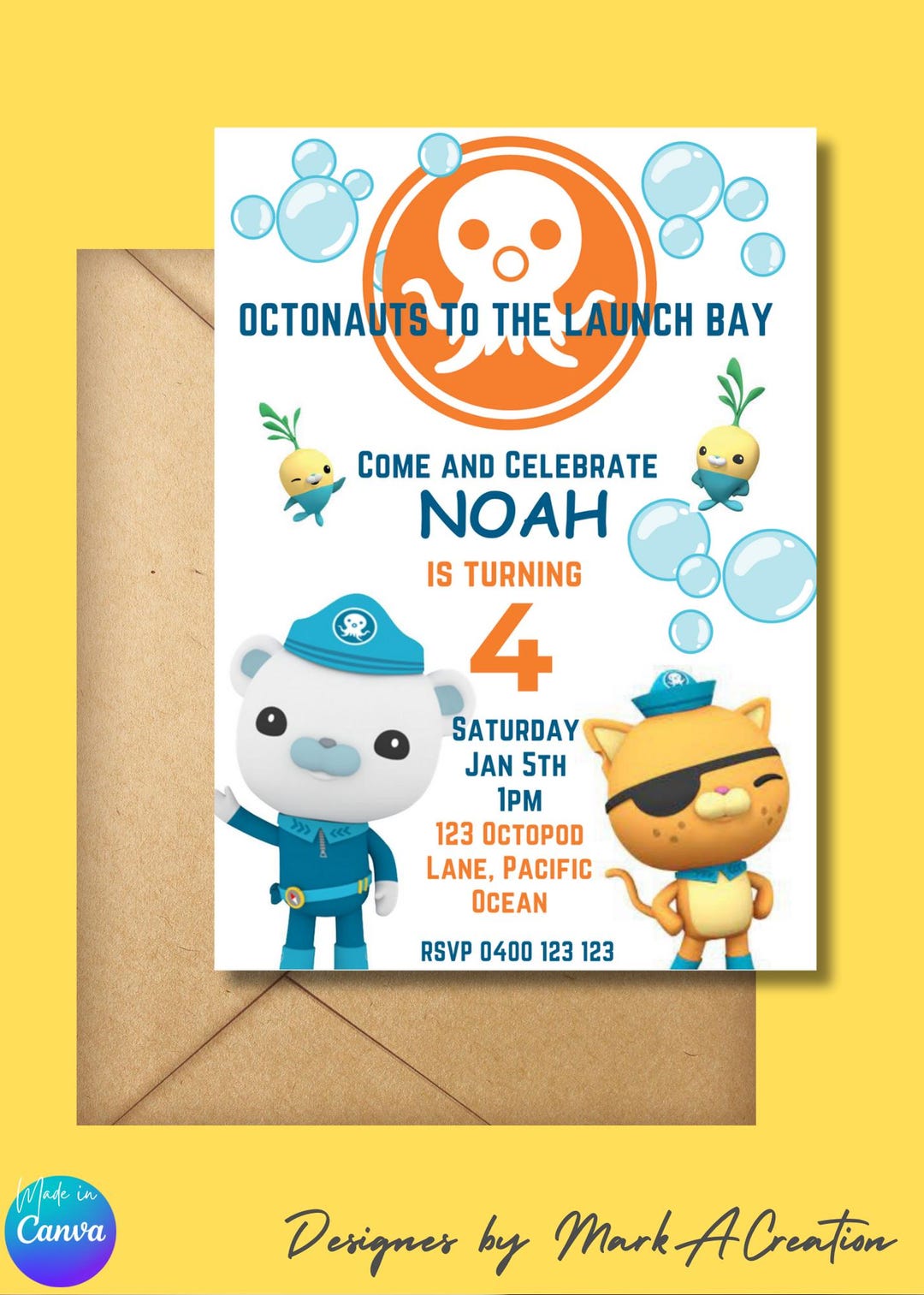 Octonauts Birthday Invite: Personalized Underwater Adventure Inspired ...
