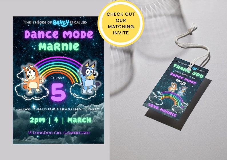 Bluey Disco Dance Birthday Thank You Tags - Etsy