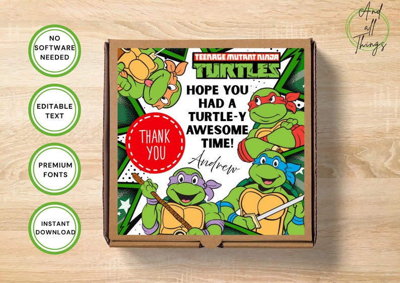 Ninja Turtles Themed Pizza Box Labels for Parties - Etsy