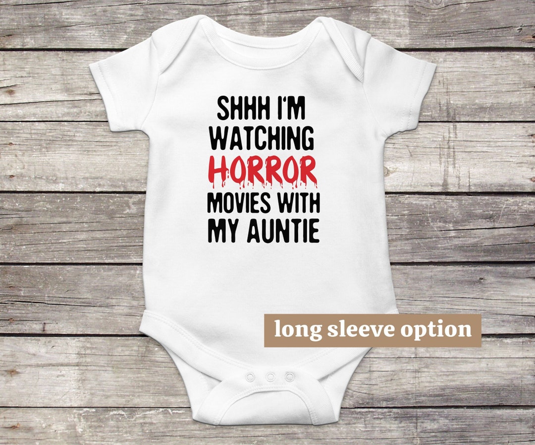 Horror Baby Bodysuit, Horror Movies With Auntie, Funny Baby Clothes ...