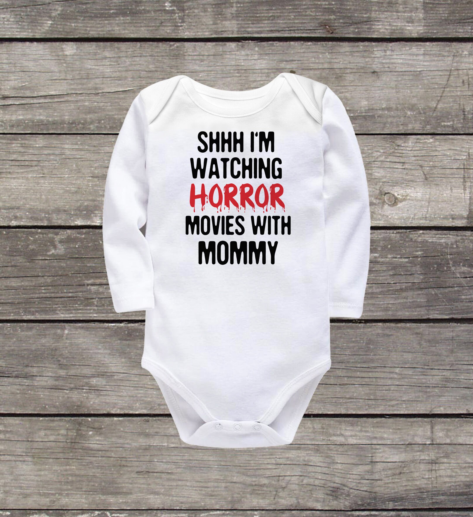 Horror Baby Bodysuit Horror Movies With Mommy Funny Baby | Etsy
