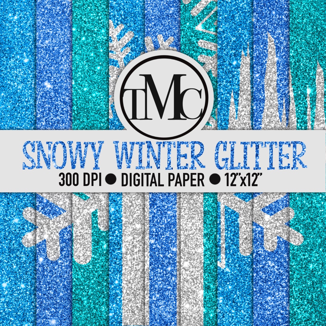 Winter Glitter Digital Paper With FREE Snowy White Glitter Paper ...