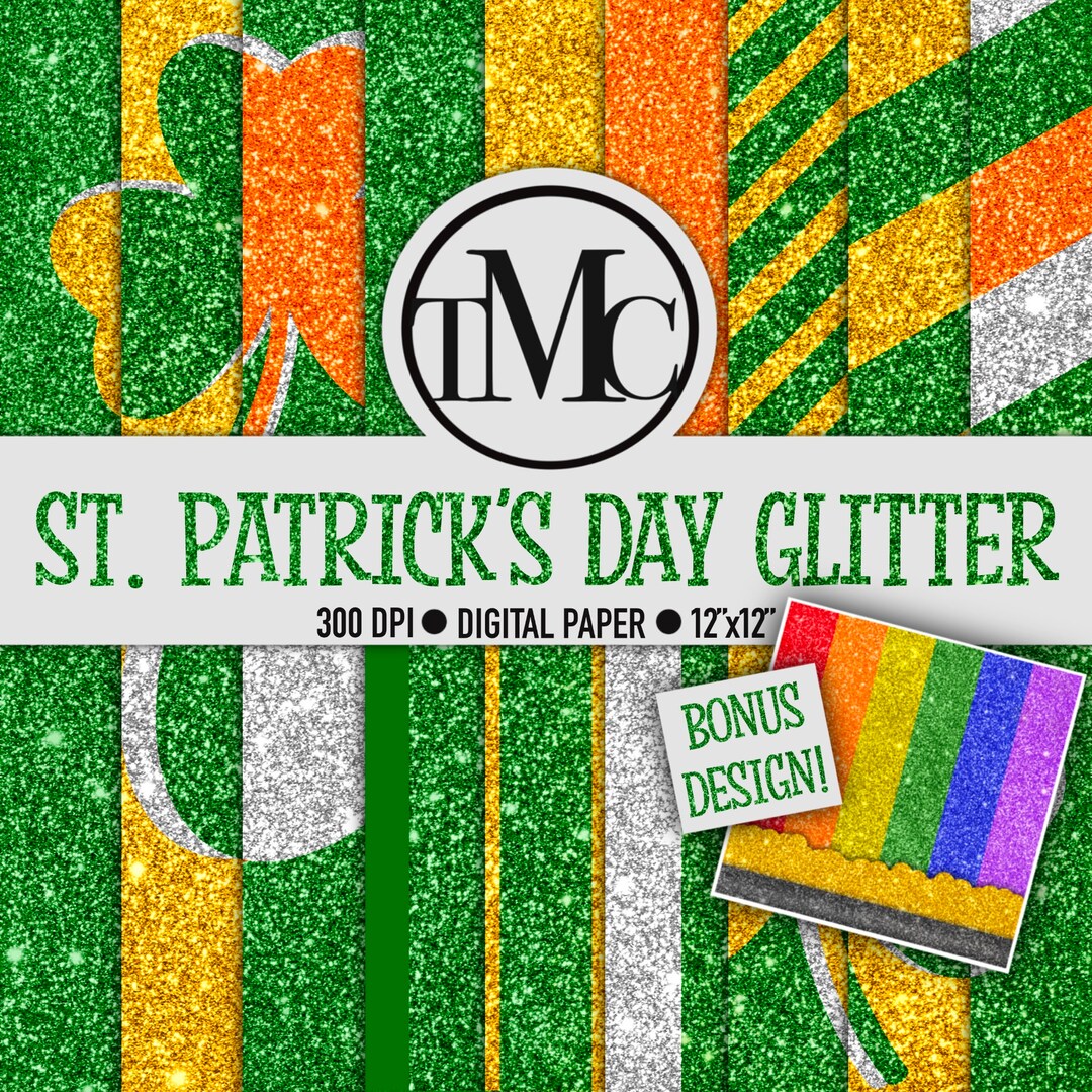 St. Patrick’s Day Glitter + BONUS Rainbow Paper! - Digital Glitter ...