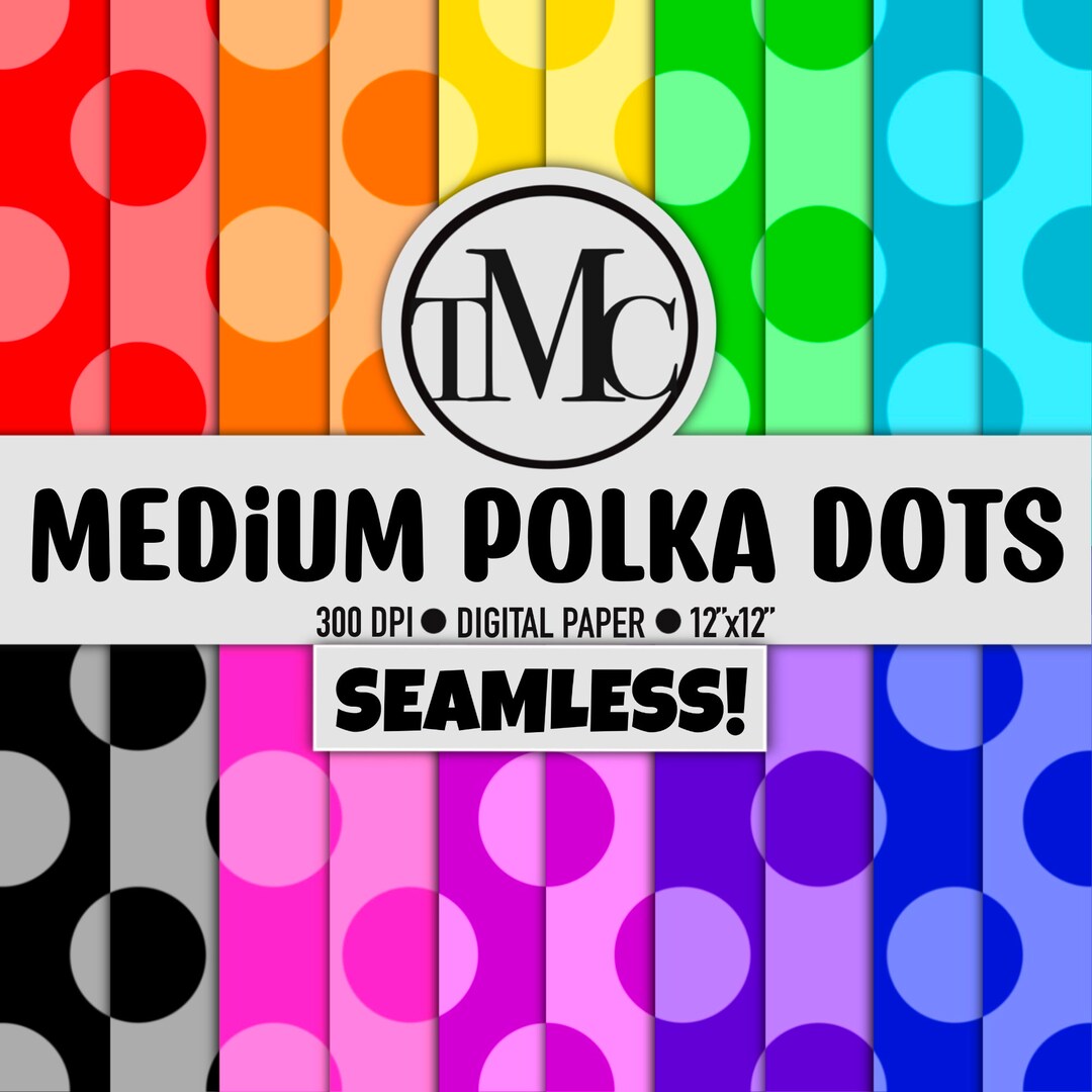 Rainbow Polka Dot Digital Paper – Seamless Scrapbook Backgrounds ...