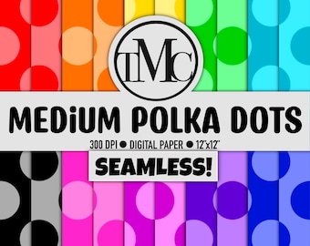 SEAMLESS Polka Dot Digital Paper in Rainbow Colors - Etsy