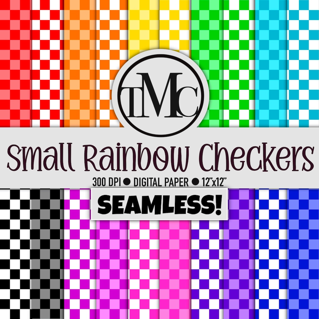 SEAMLESS Small Checker Digital Paper + BONUS Rainbow Paper! - Scrapbook ...