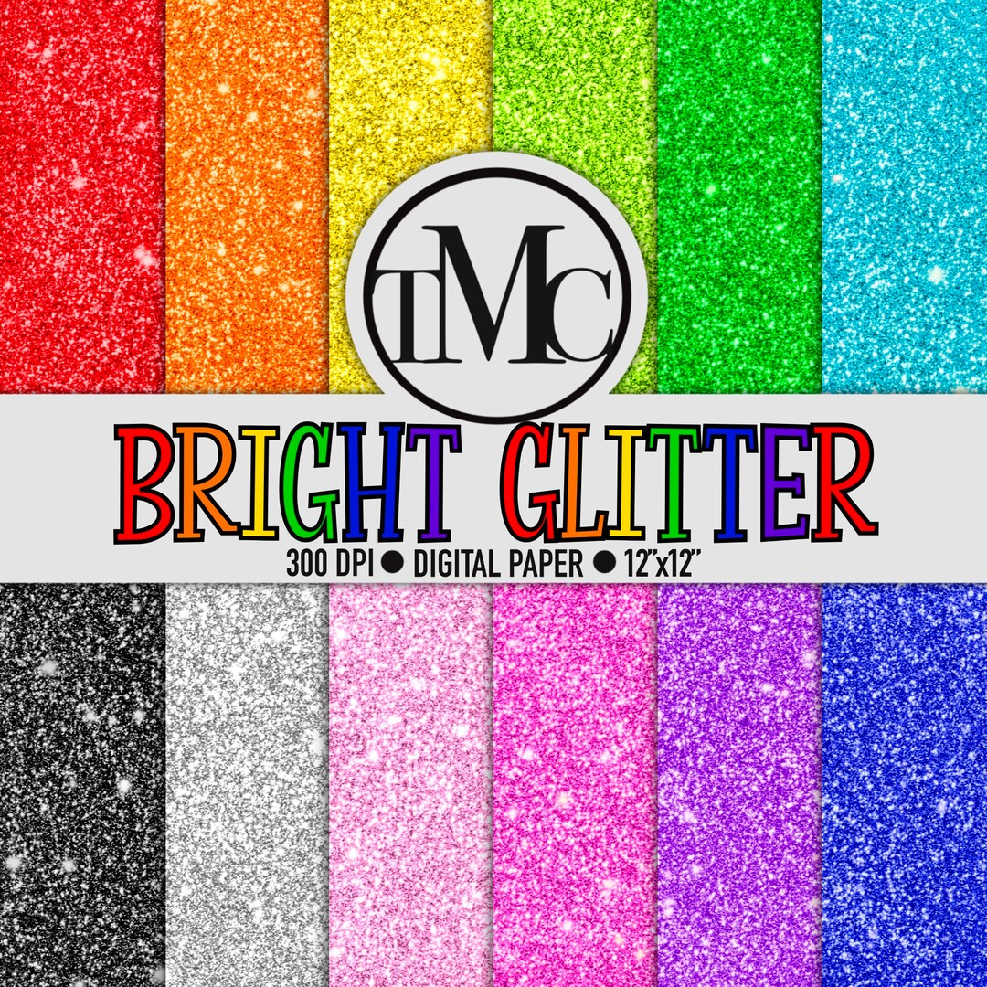 Bright Glitter Digital Scrapbook Paper - Etsy