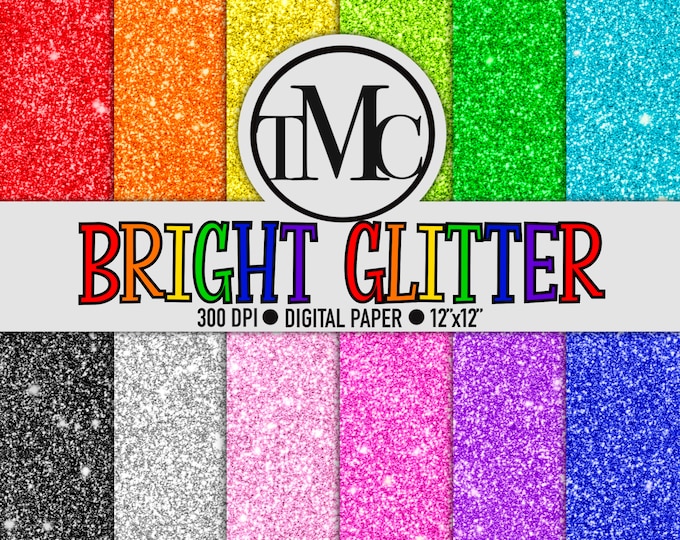 Bright Glitter Digital Scrapbook Paper! - Etsy