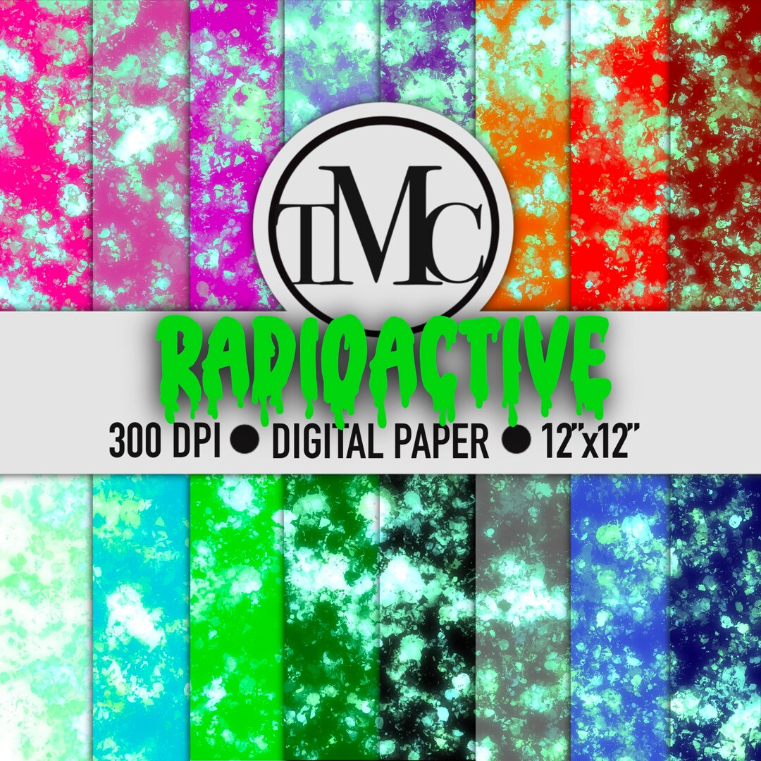 RADIOACTIVE Digital Paper | Glowing Paper, Green Splatter, Slime Paper ...