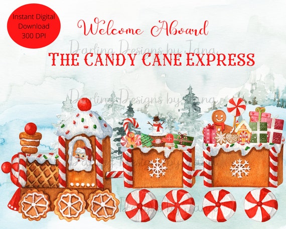 The Candy Cane Express PNG and JPG Christmas Printable - Etsy
