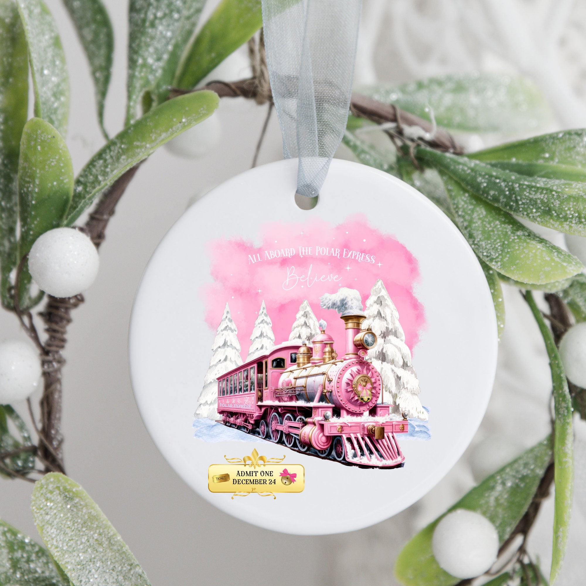 All Aboard the Polar Express in Pink, Believe PNG, Instant Digital Download, Template for ...