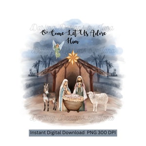 O' Come Let Us Adore Him PNG Christmas Printable Instant - Etsy