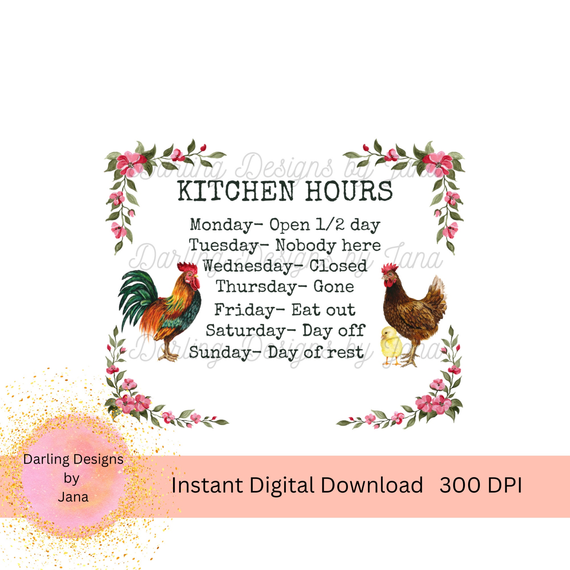 Kitchen Hours PNG and PDF Instant Digital Download Printable - Etsy