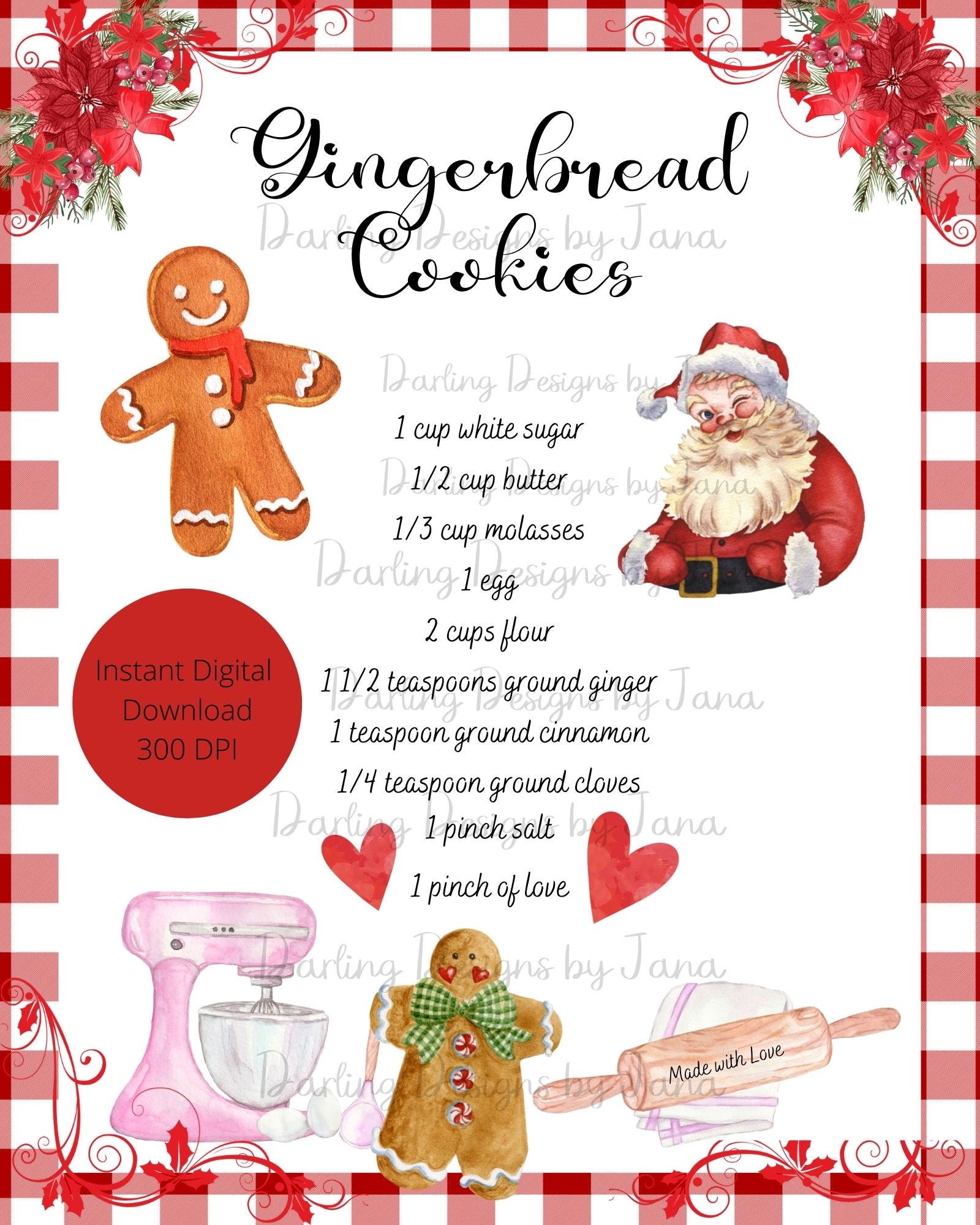 Gingerbread Cookies PNG JPG Christmas Printable Instant - Etsy