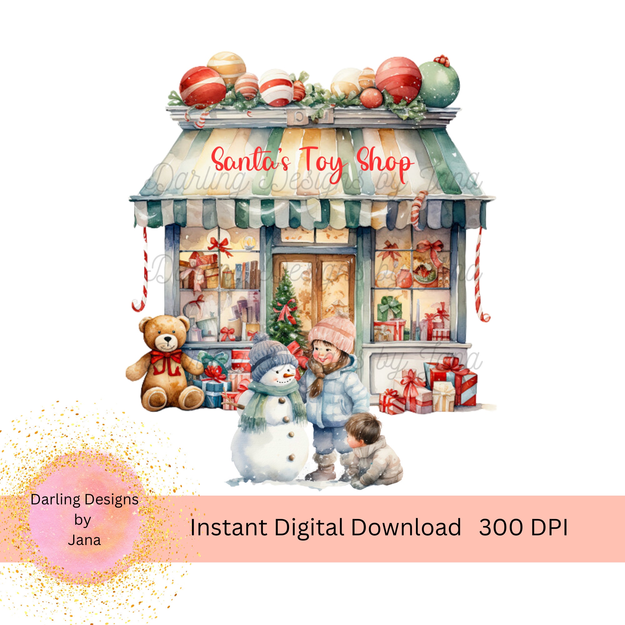 Santa's Toy Shop PNG, Christmas Printable. Instant Digital Download ...