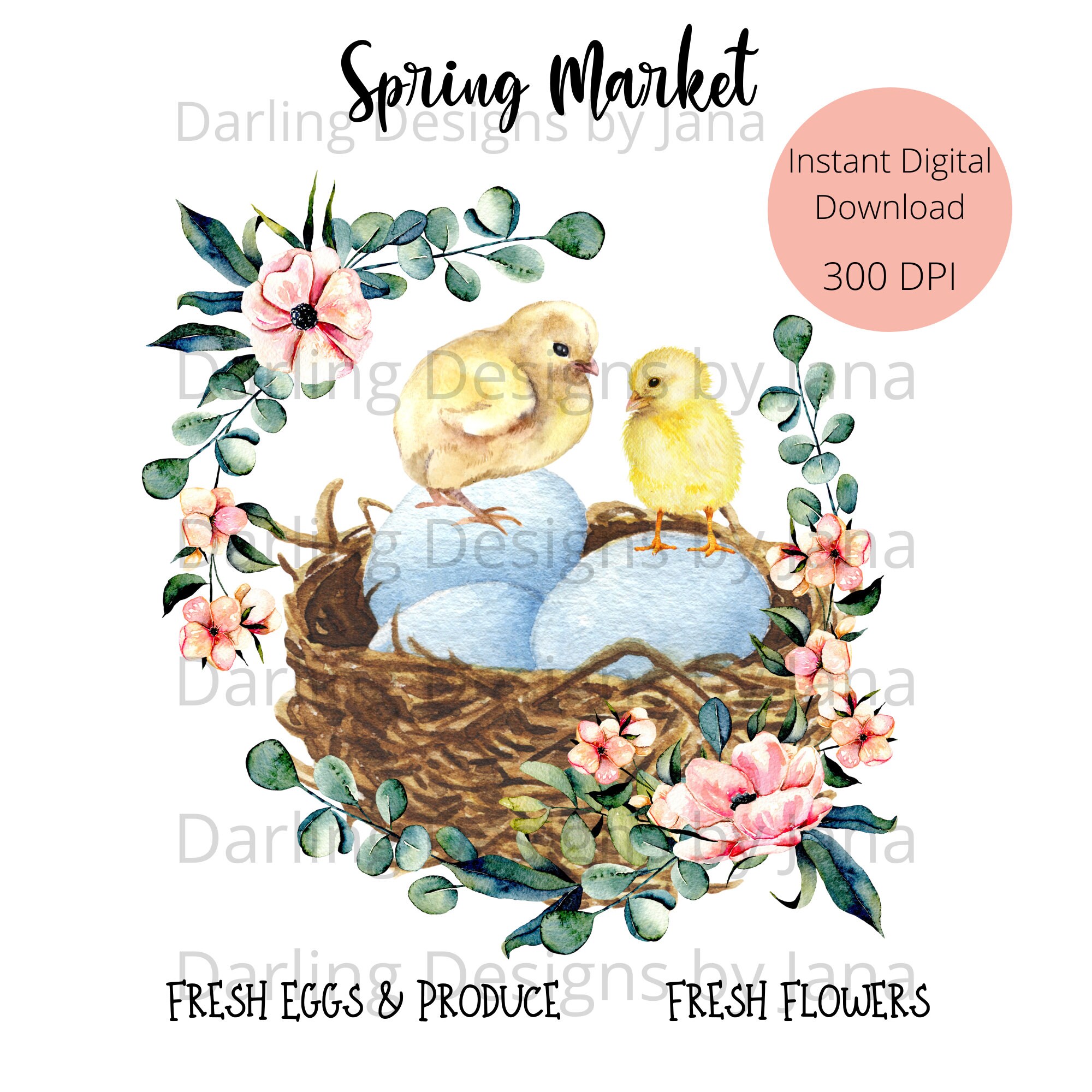 Spring Printable Template for Sublimation Easter Spring Market with ...