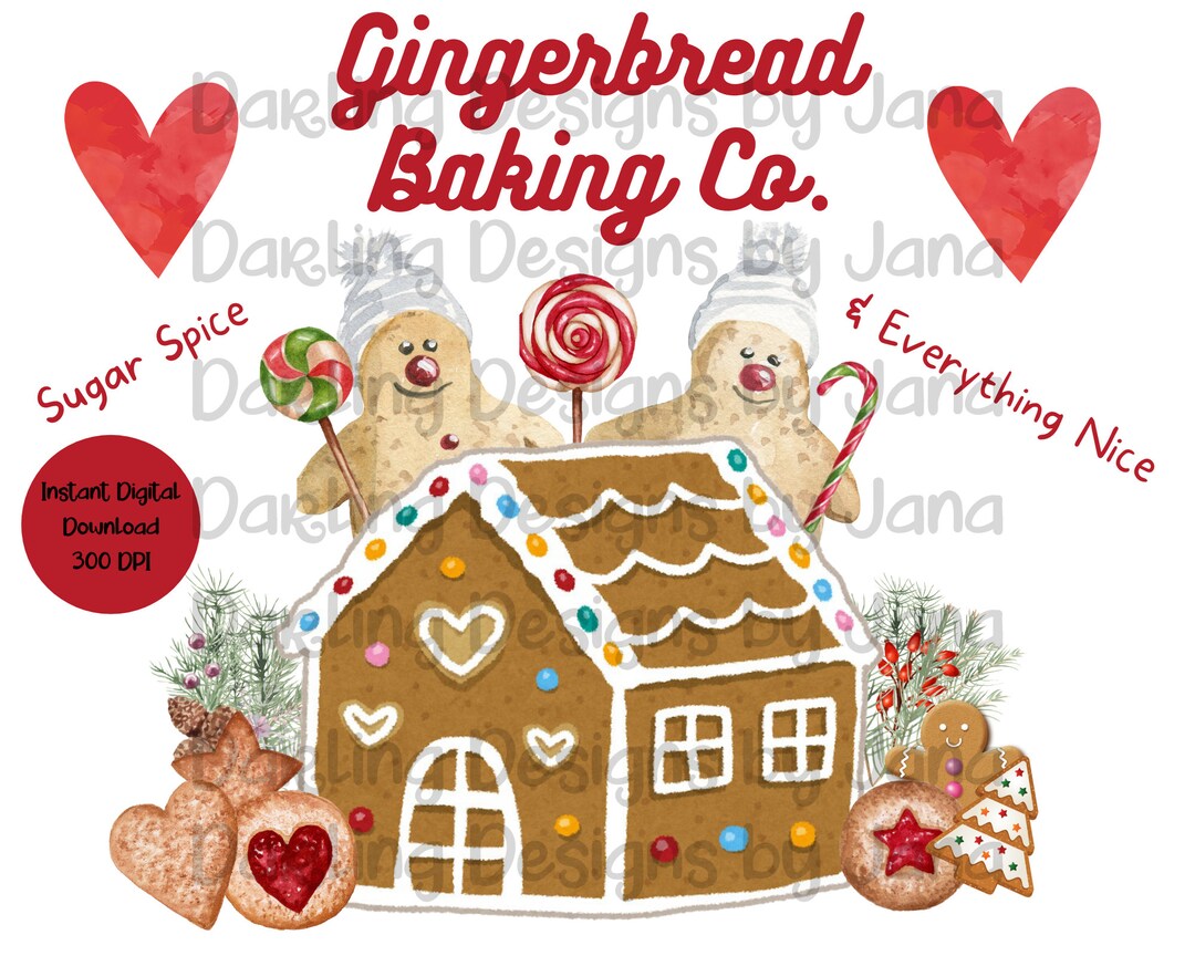 Gingerbread Baking Co Gingerbread House PNG JPG and PDF - Etsy