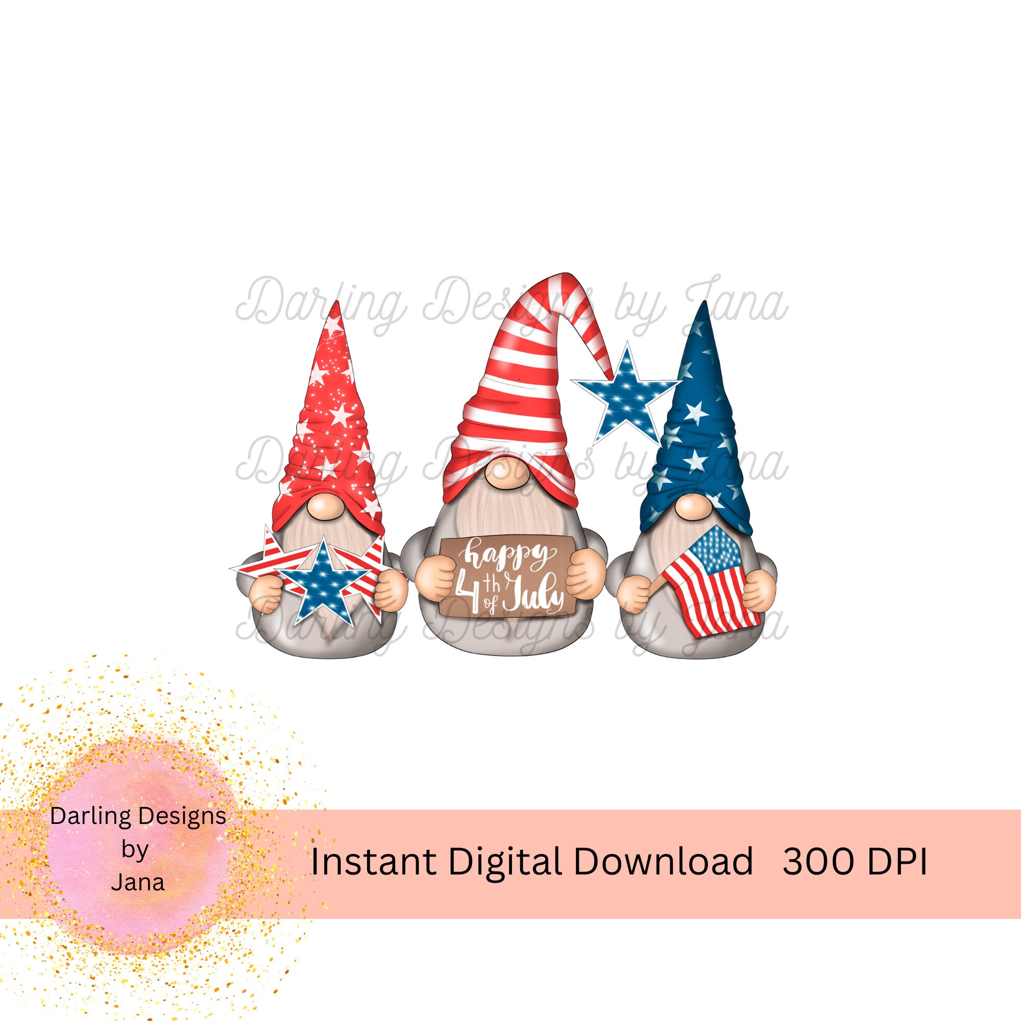 Happy 4th of July Gnomes With Wooden Background and Stars JPG - Etsy