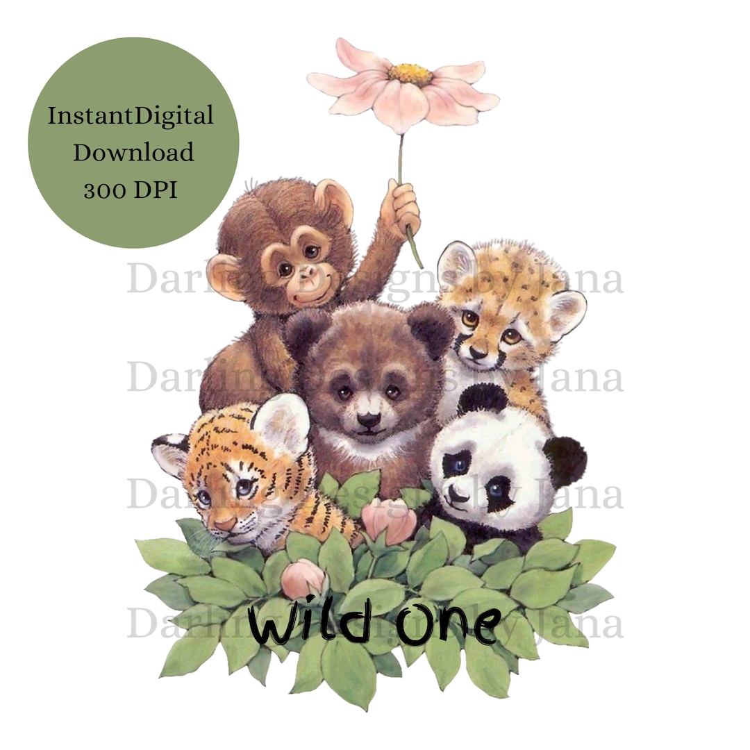 Wild One Safari Animals Birthday PNG 1st Birthday Printable - Etsy