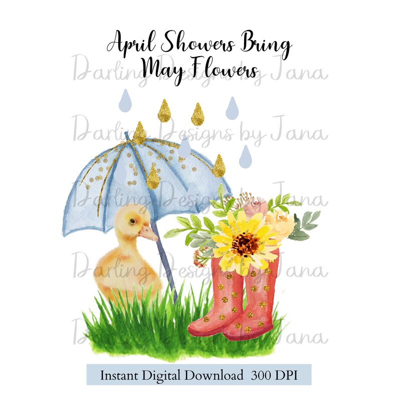 April Showers Bring May Flowers PNG Spring Printable Instant - Etsy