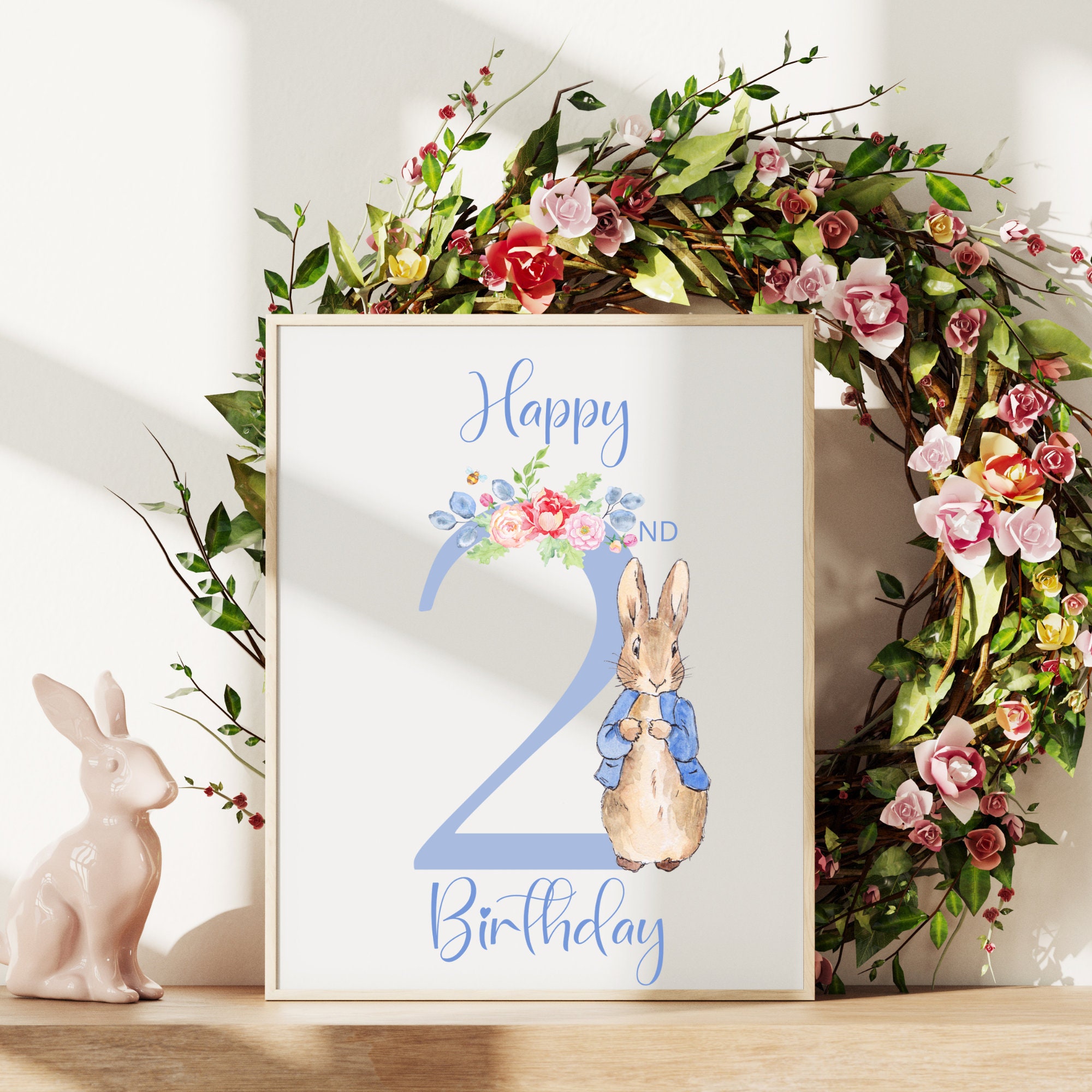 Peter Rabbit 2ND Birthday PNG Printable, 1 With Words and 1 Without ...
