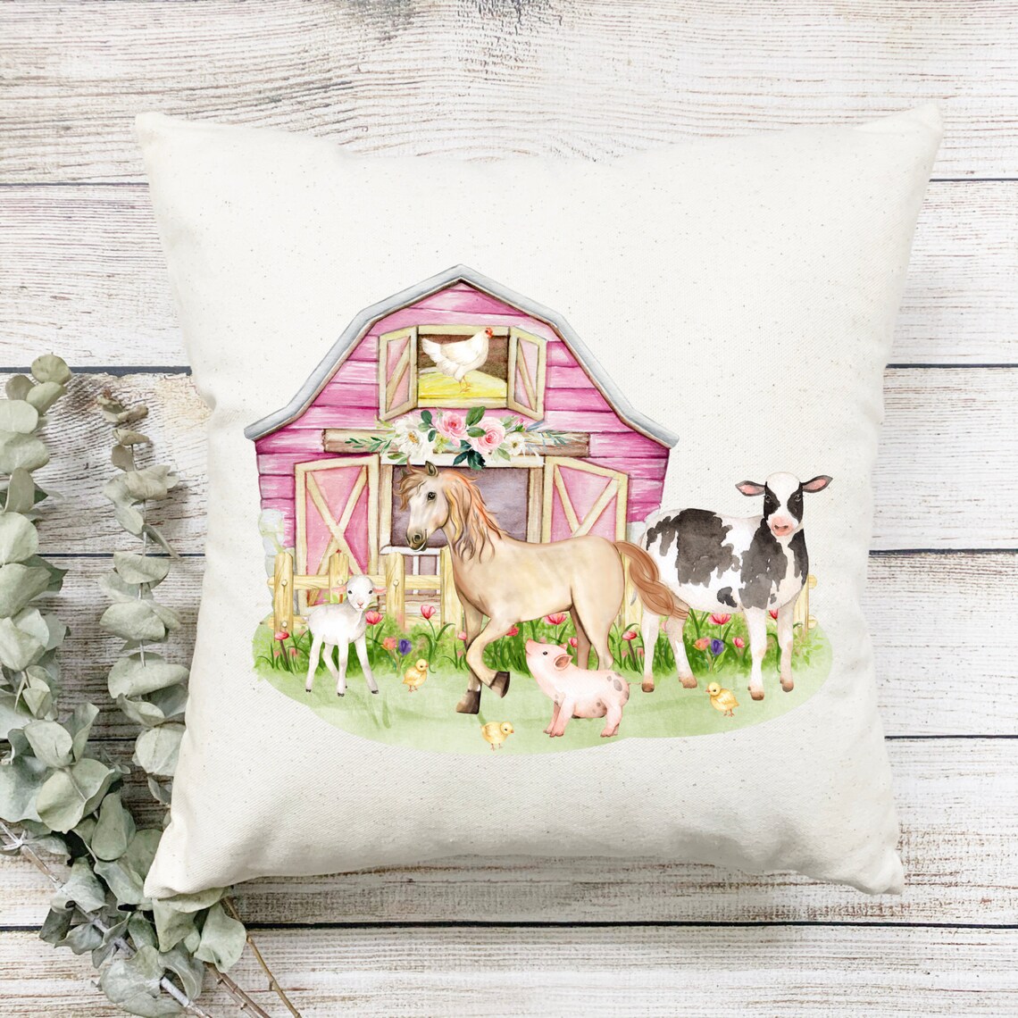 Pink Barn With Farm Animals PNG, Farm Printable, Instant Digital ...