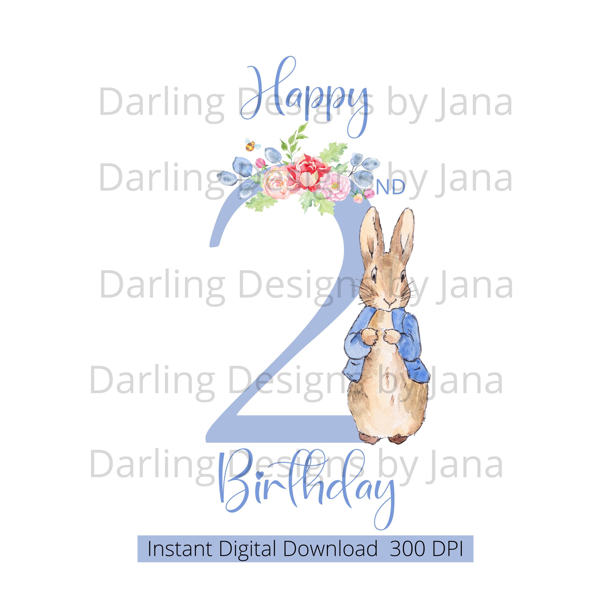 Peter Rabbit 2ND Birthday PNG Printable 1 With Words and 1 - Etsy
