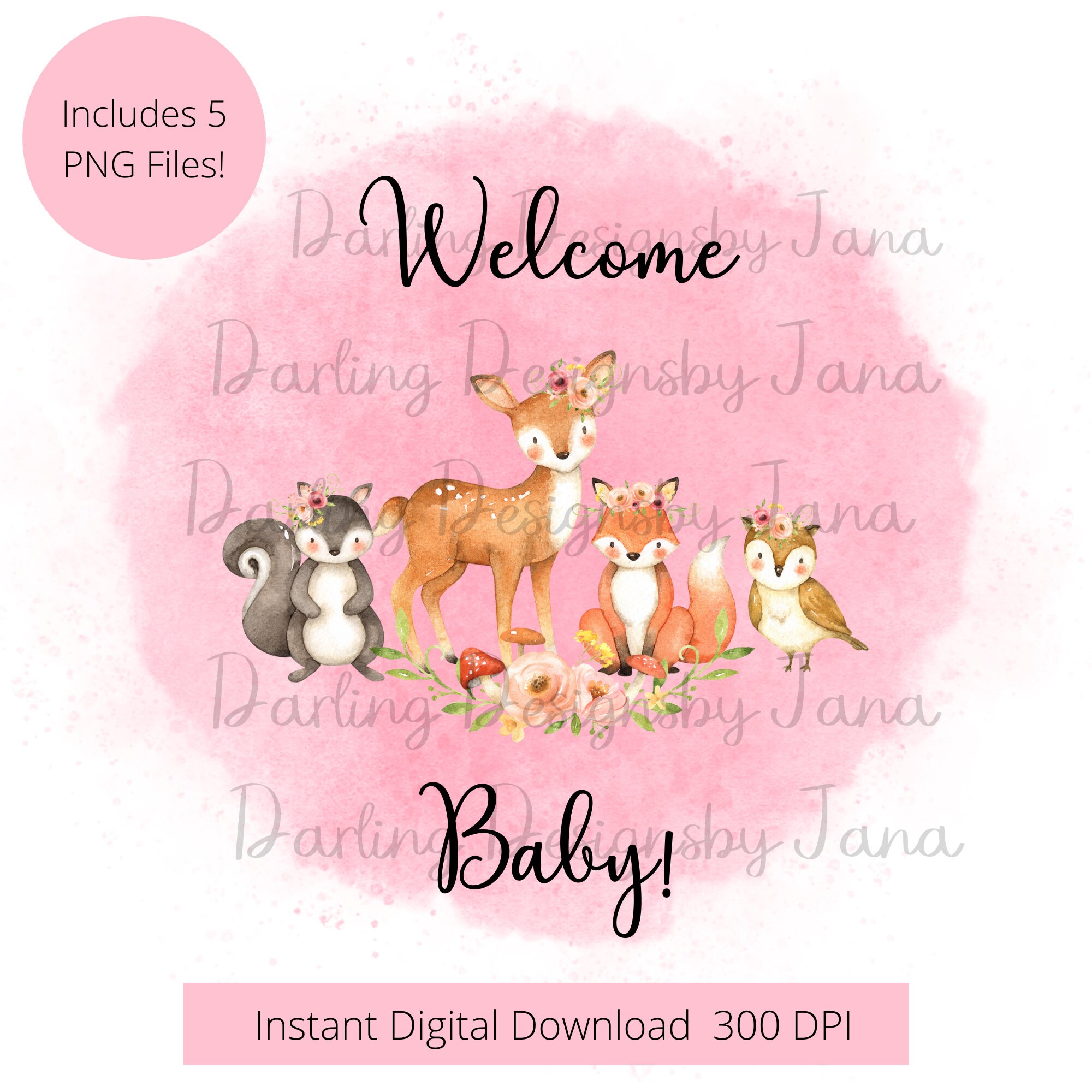 Welcome Baby Woodland Animals Baby Shower Printable With - Etsy