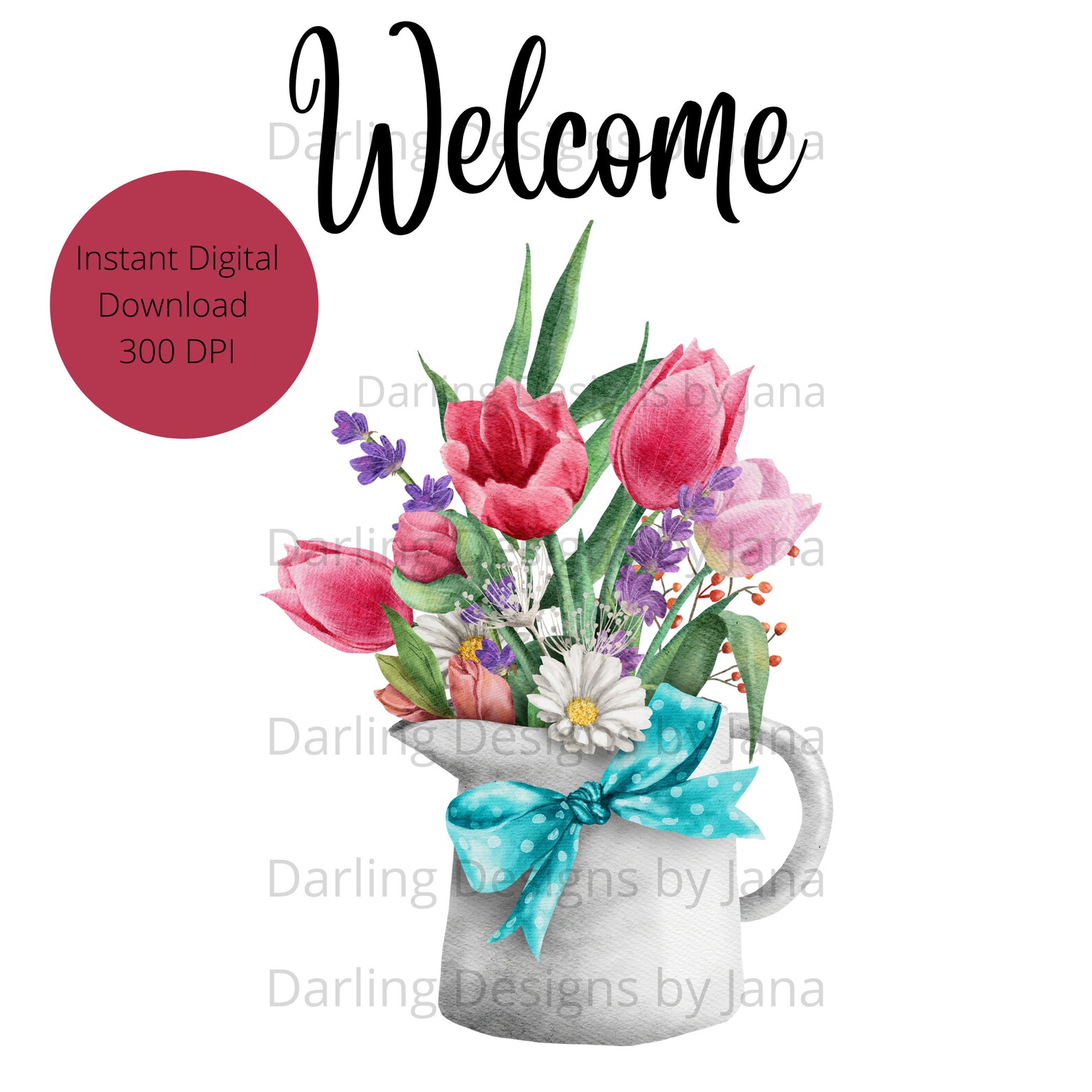Welcome Spring Flowers JPG and PNG Printable Spring - Etsy