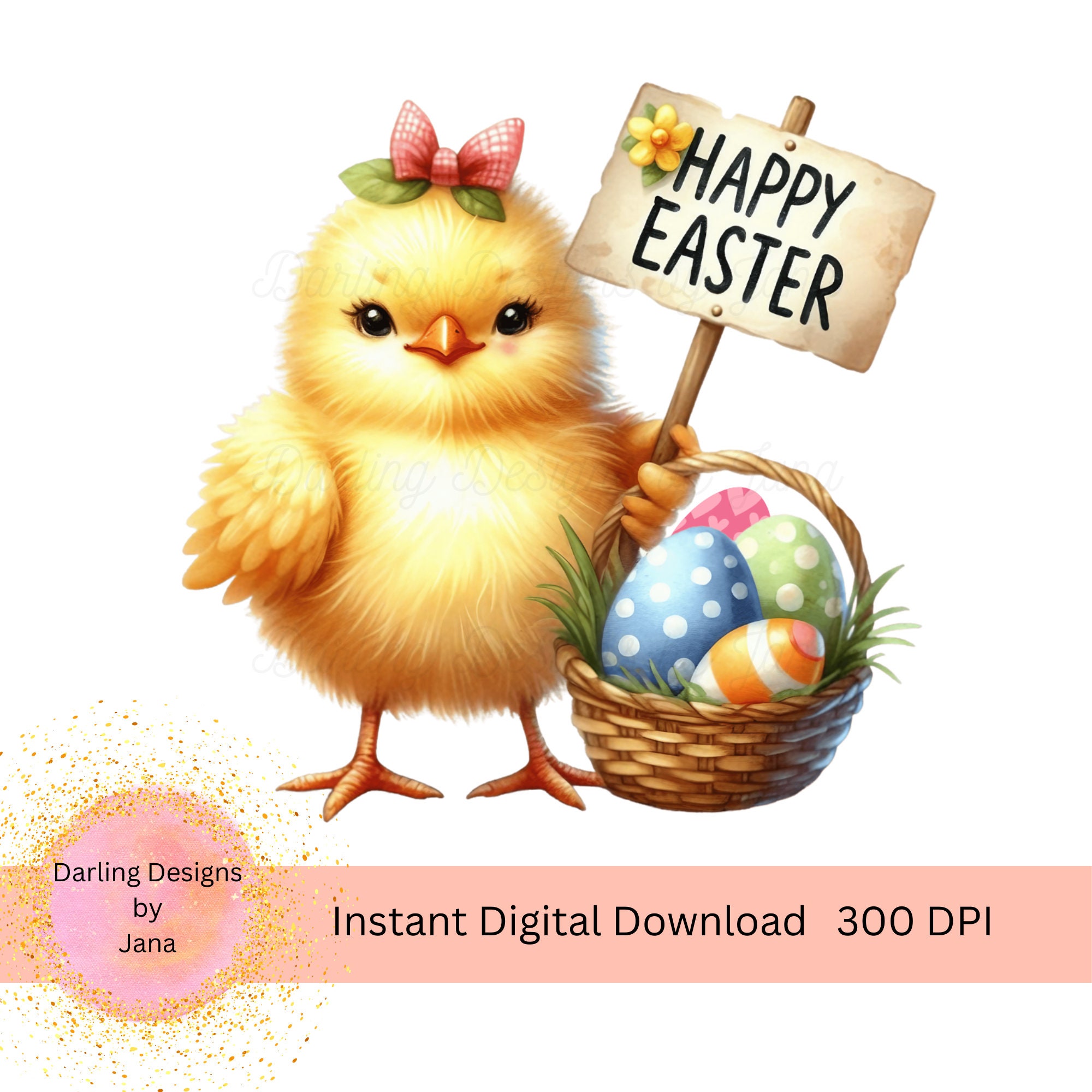 Happy Easter Chick PNG, Instant Digital Download, Template for ...