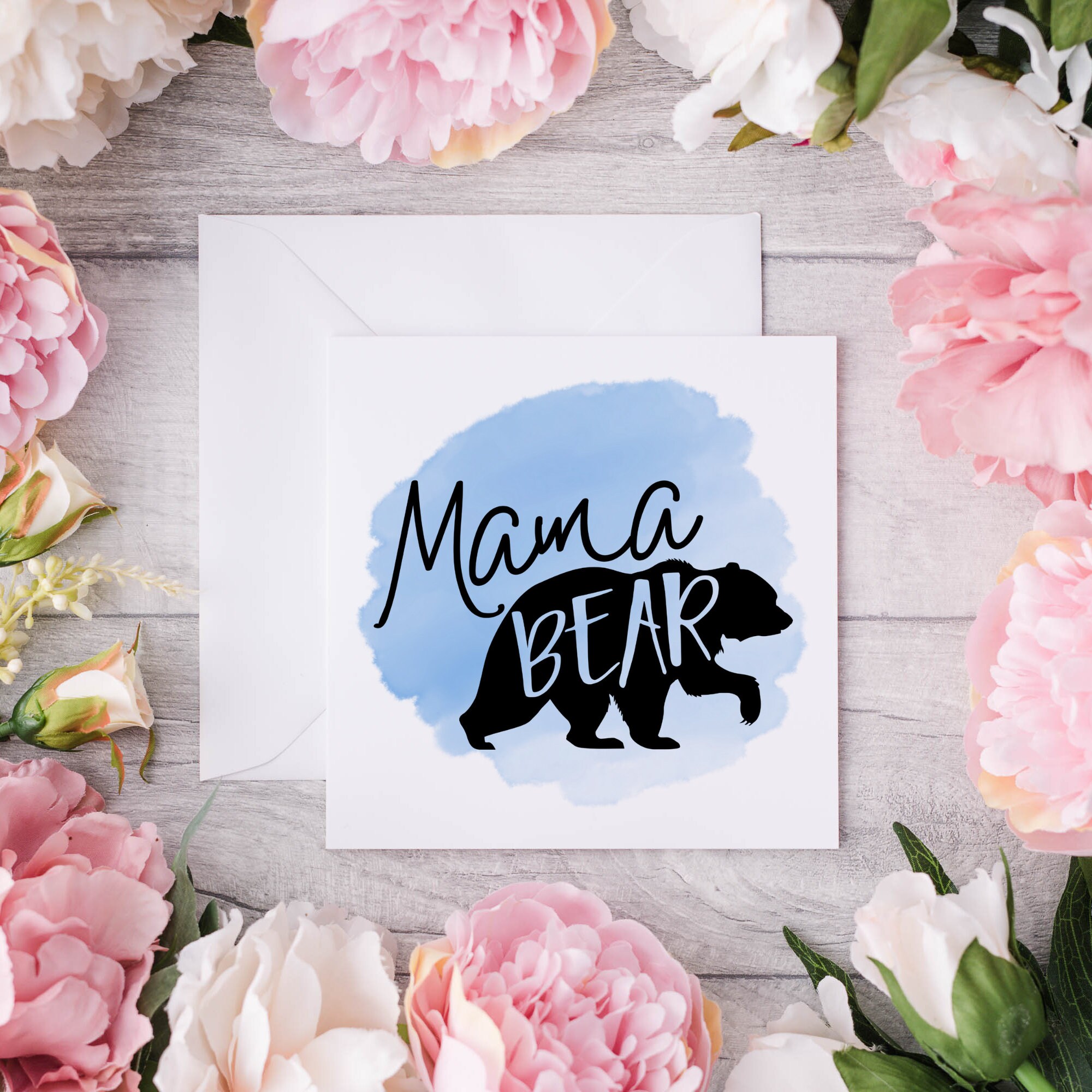 Mama Bear With Blue Background PNG, Mother's Day Printable, Instant ...