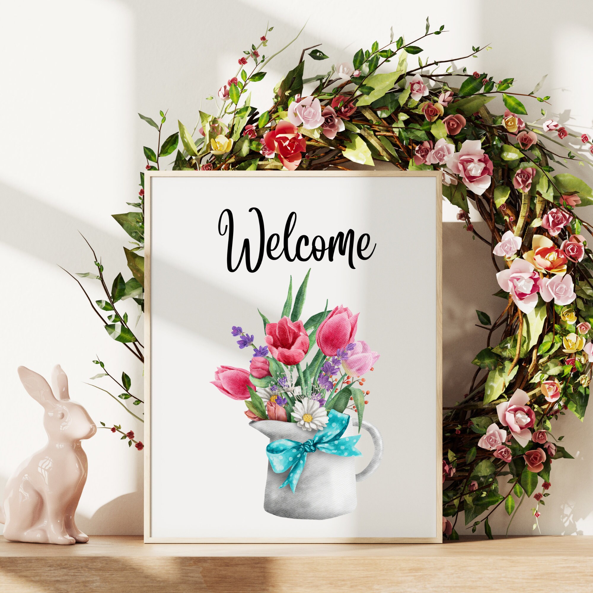 Welcome Spring Flowers JPG and PNG Printable, Spring Printable ...