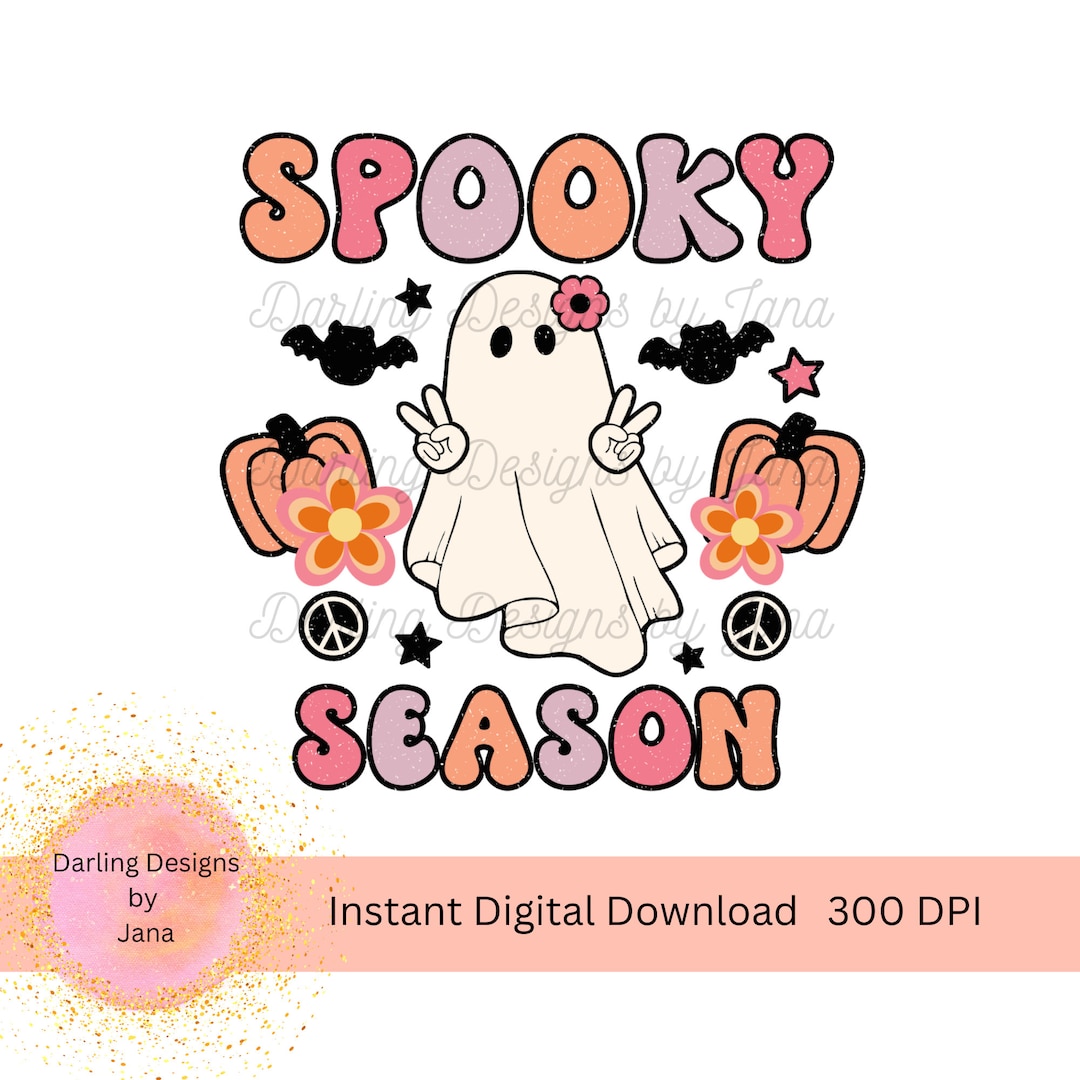 Spooky Season Retro PNG, Halloween Printable, Instant Digital Download ...